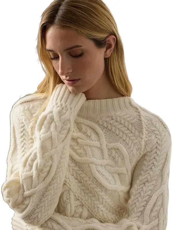 Ralph Lauren Cable-knit Cashmere Crewneck Sweater - Cream