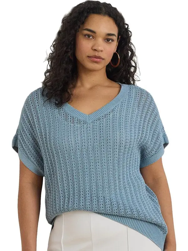 Ralph Lauren Cotton-blend Mesh Short-sleeve Sweater - Blue Note