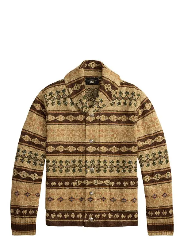 Ralph Lauren Jacquard-knit Linen-blend Cardigan - Tan Multi