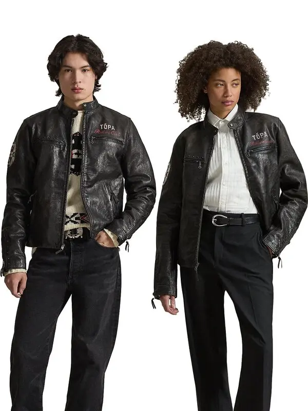 Ralph Lauren Prl X Tópa Star Winds Leather Jacket - Black Brown