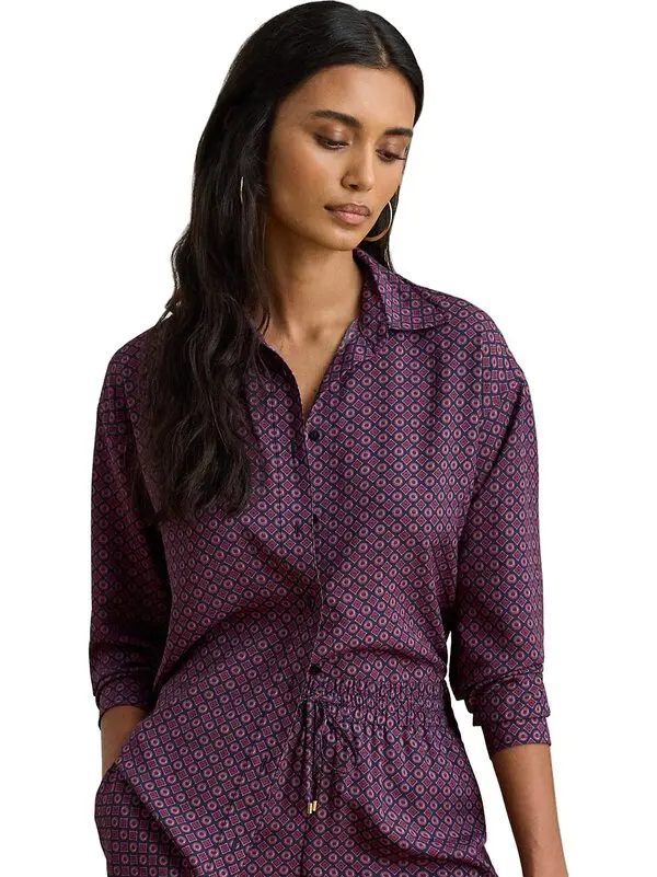 Ralph Lauren Relaxed Fit Foulard-print Crepe Shirt - Navy Multi