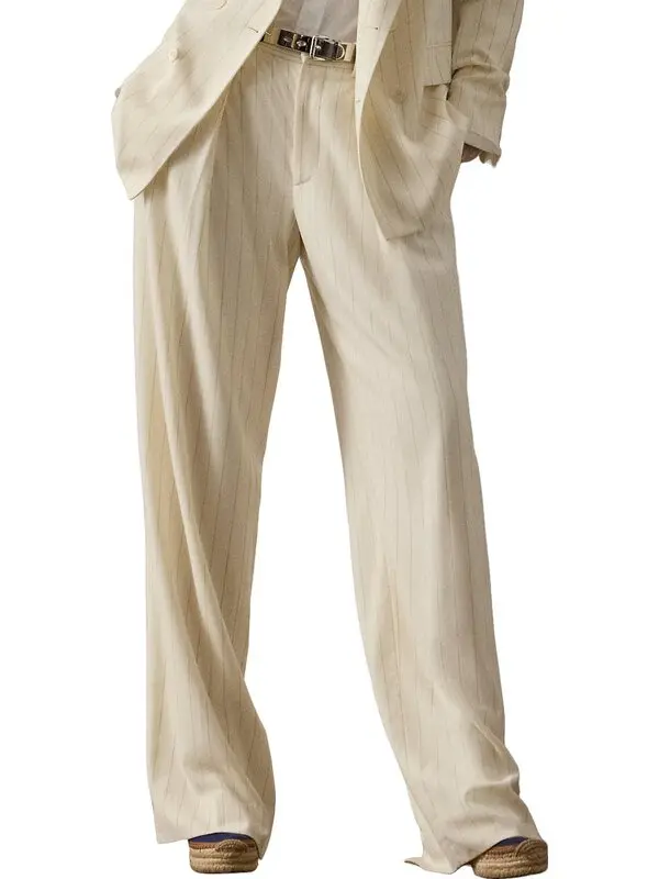 Ralph Lauren Jody Striped Wool Pant - Cream/icon Navy