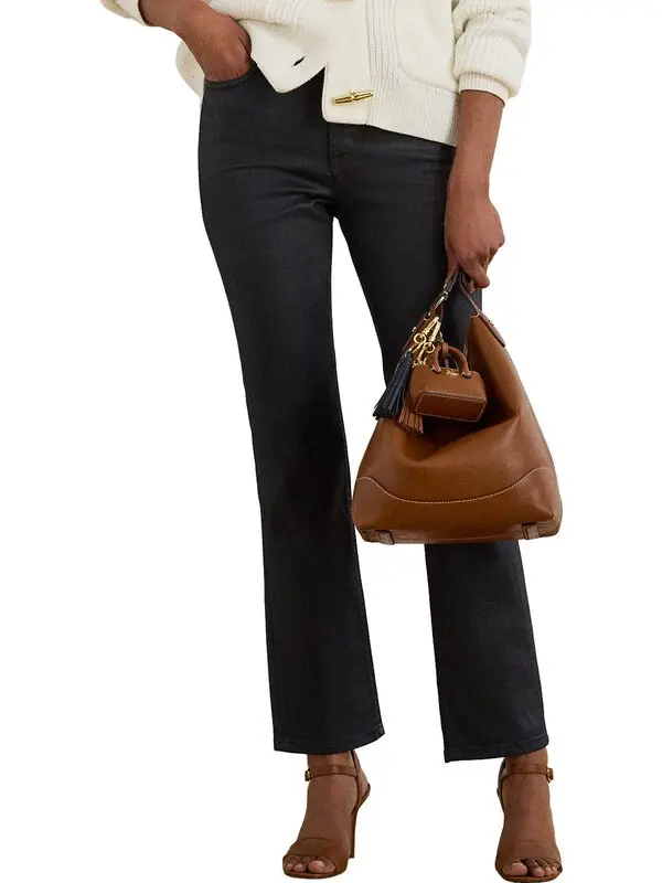Ralph Lauren Coated High-rise Straight Ankle Jean - Navy Coated