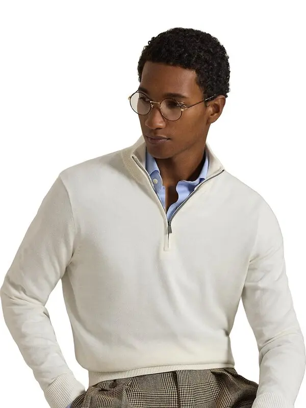 Ralph Lauren Cotton Quarter-zip Mockneck Sweater - Deckwash White