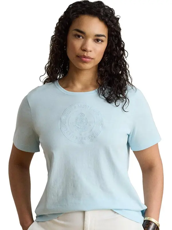 Ralph Lauren Embroidered-crest Cotton Jersey Tee - Light Blue Note