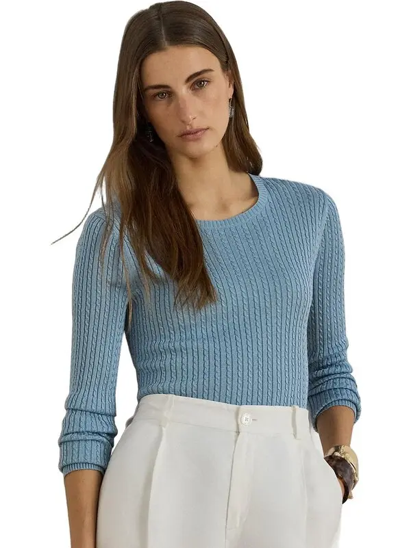 Ralph Lauren Crewneck Cable Knit Sweater - Blue Note