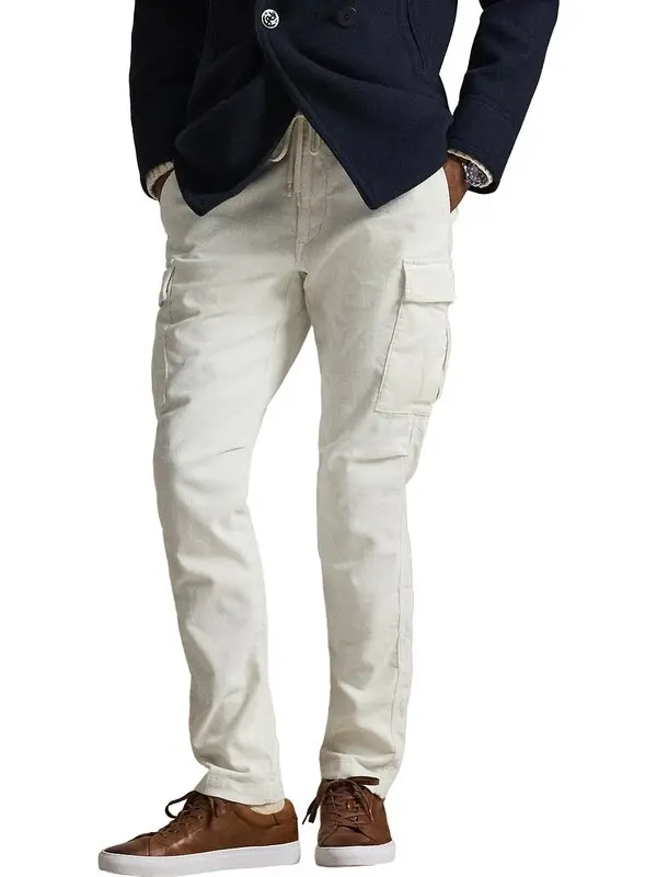 Ralph Lauren Slim Fit Stretch Corduroy Cargo Pants - Antique Cream