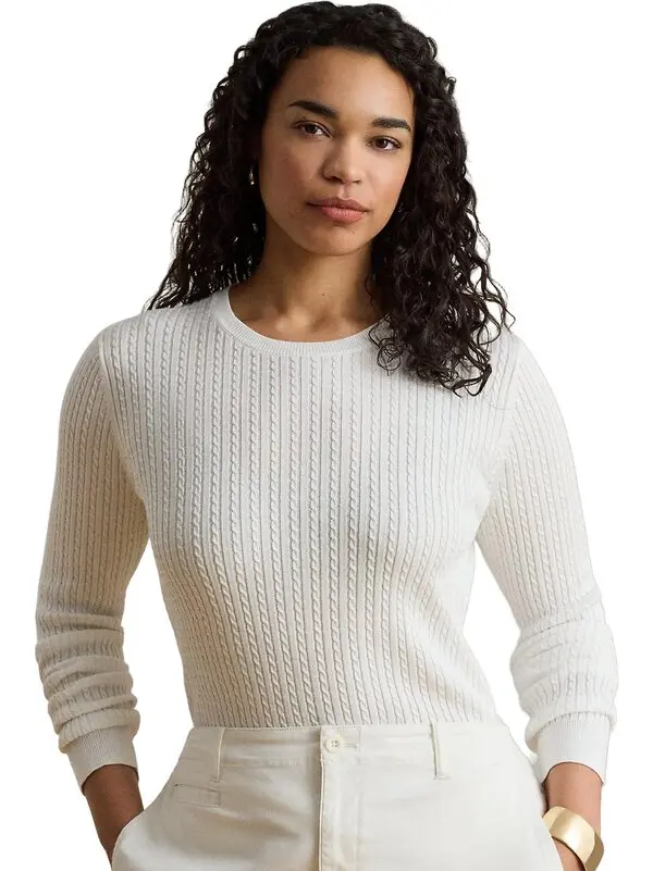 Ralph Lauren Crewneck Cable-knit Sweater - White