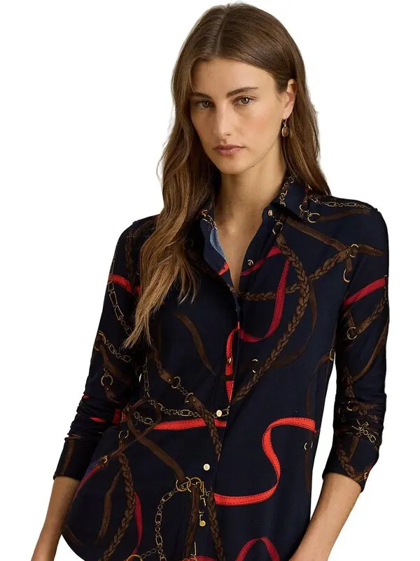 Ralph Lauren Slim Fit Belting-print Jersey Shirt - Navy Multi