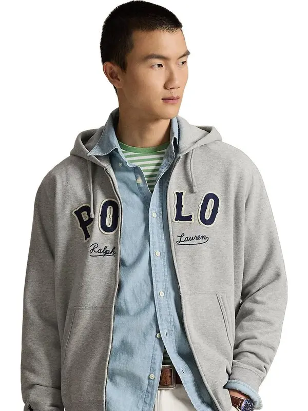 Ralph Lauren Rl Fleece Western-logo Hoodie - Andover Heather