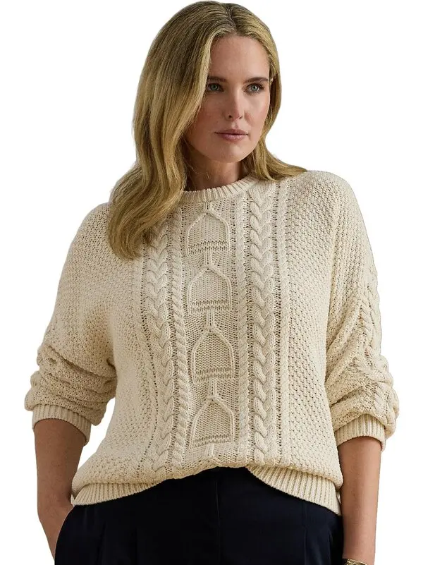Ralph Lauren Cable-knit Cotton Crewneck Sweater - Mascarpone Cream