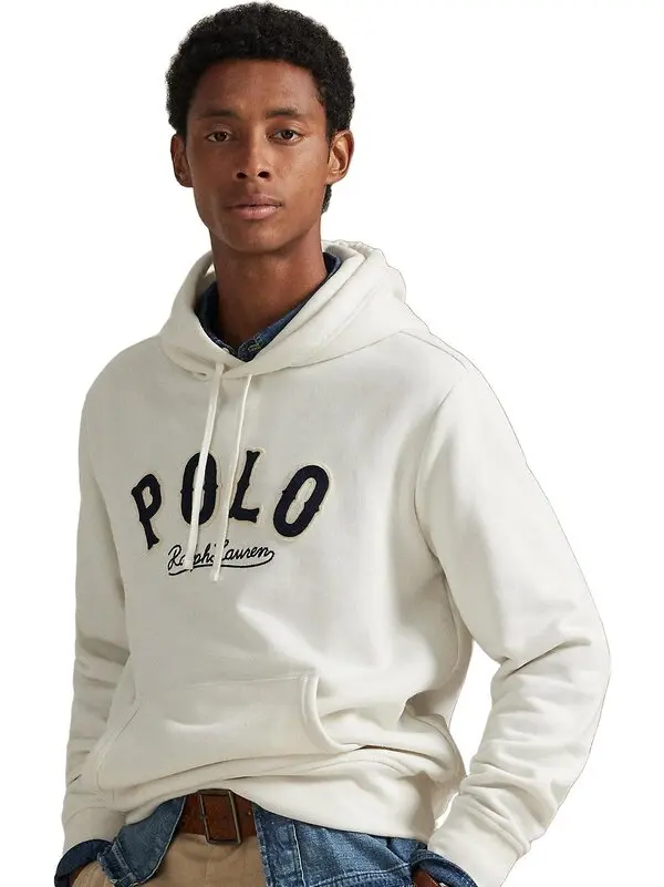 Ralph Lauren Cotton-blend Fleece Hoodie With Western-inspired Logo - Deckwash White