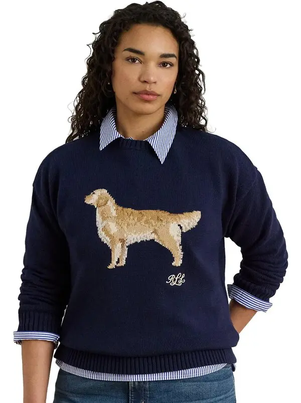 Ralph Lauren Intarsia-knit Golden Retriever Sweater - Refined Navy Multi