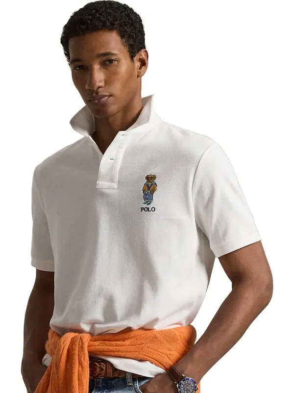 Ralph Lauren Classic Fit Polo Bear Cotton Mesh Polo Shirt - White  Summer Bear