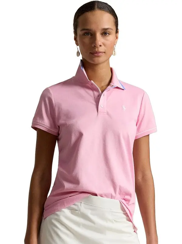 Ralph Lauren Tailored Fit Jersey Polo Shirt - Light Pink/white/blue