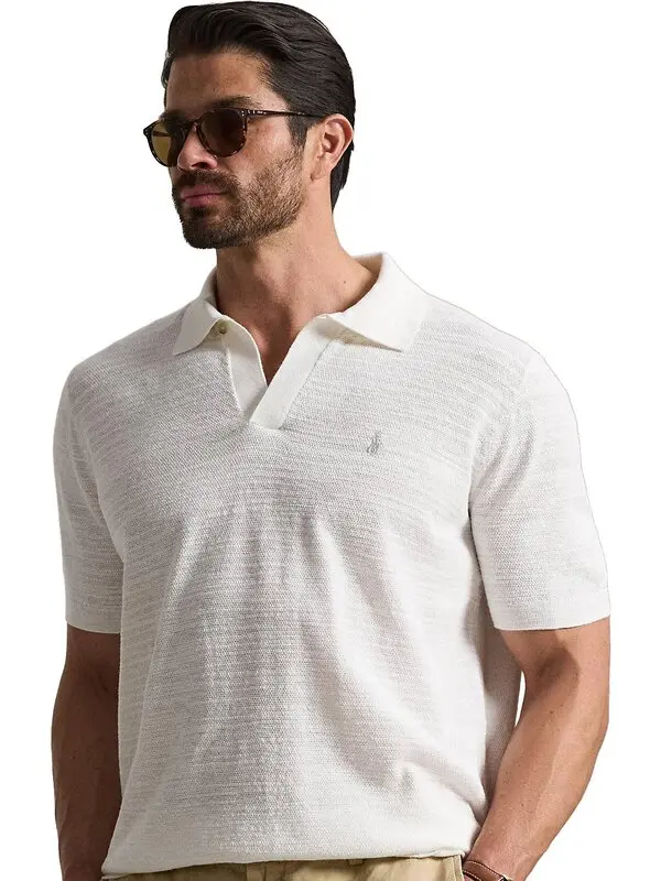 Ralph Lauren Textured Cotton-linen Short-sleeve Sweater - Deckwash White/andover Heather