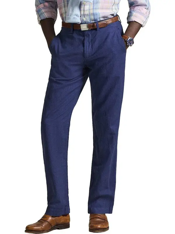 Ralph Lauren Bedford Classic Fit Linen-cotton Pant - Dusty Azure