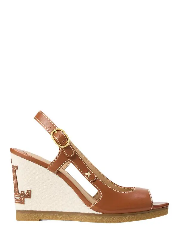 Ralph Lauren Roni Leather Wedge Sandal - Lauren Tan