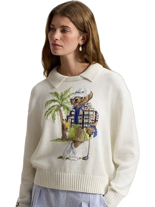 Ralph Lauren Polo Bear Performance Polo Sweater - White Splash Multi
