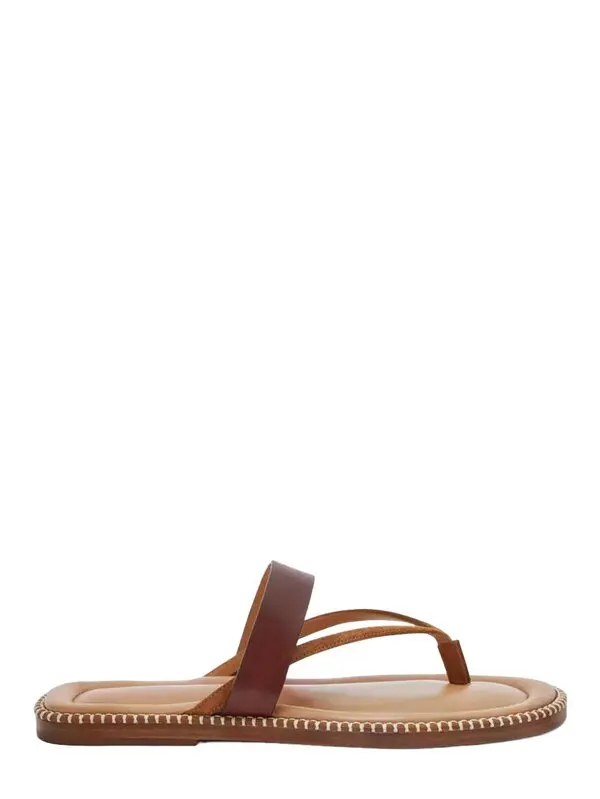 Dries Van Noten Stitched Leather Flat Sandals - Neutrals