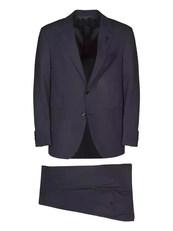 LARDINI Button Pinstripe Suit - Blue