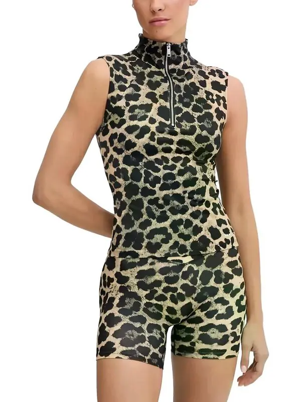 P.E Nation Leopard Zip-up Top - Neutrals