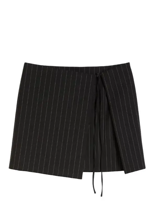 Max Mara Pinstriped Wrap Mini Skirt - Black
