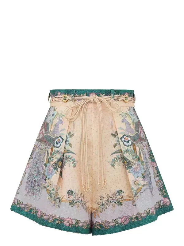 Zimmermann Indra Floral Print High-waisted Shorts - Neutrals