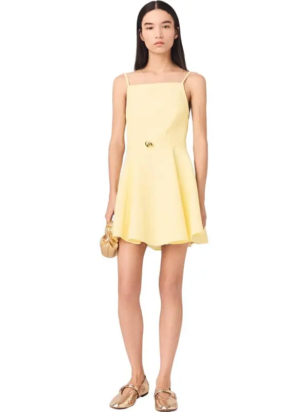 Maje Viscose Strappy Flared Dress - Pale Yellow