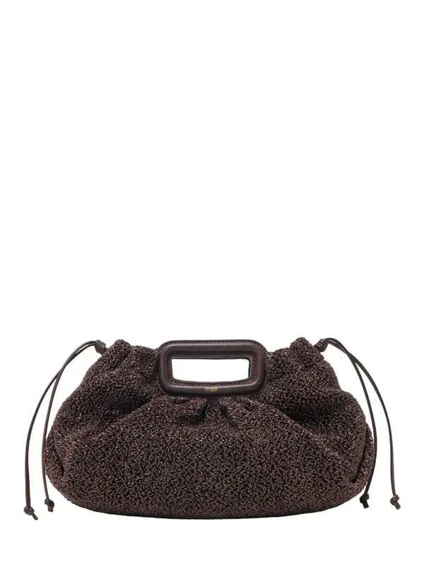 Maje Bouclé Effect Clutch - Dark Brown