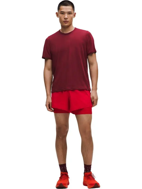 Lululemon Perforated Lined Running Short 5 - Oxford Red