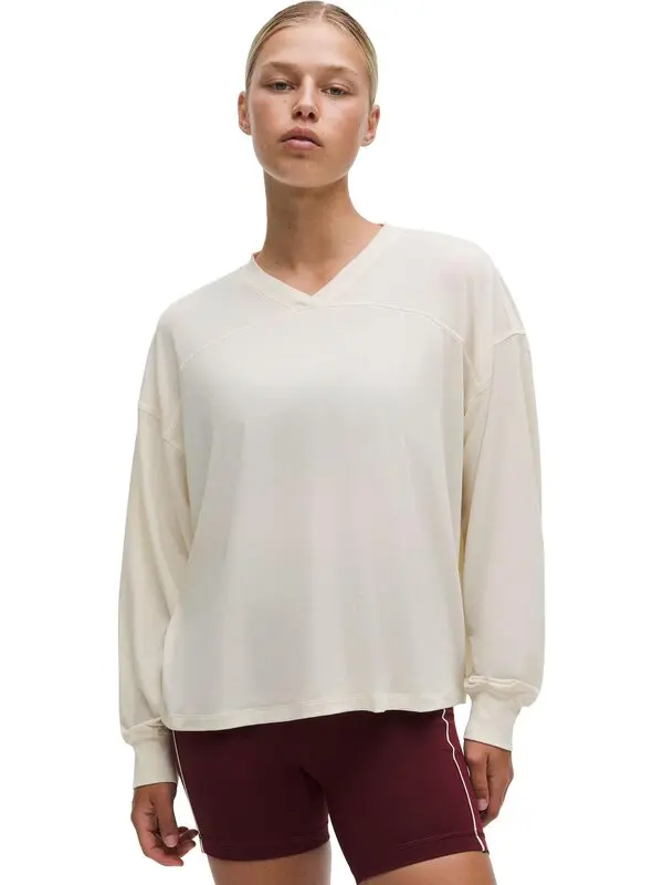 Lululemon Jersey Training V-neck Long-sleeve Shirt - Light Ivory