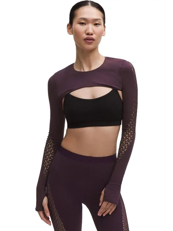 Lululemon Revealknit Interlace Long-sleeve Shrug - Black Plum