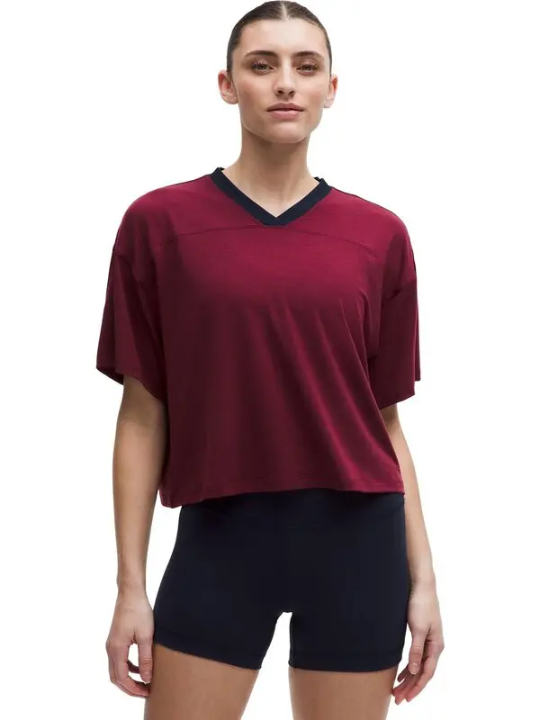 Lululemon Jersey Training V-neck T-shirt - Burgundy Bay/true Navy