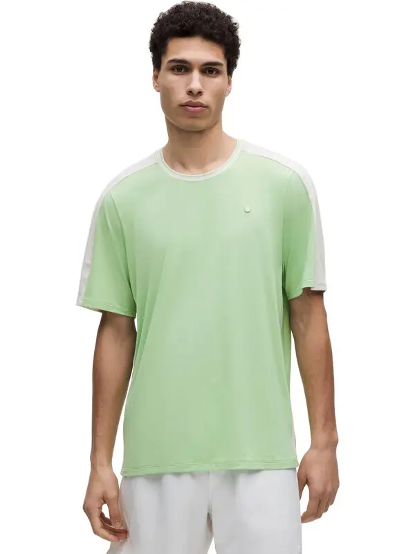 Lululemon Mesh Panelled Tennis Shirt - Kale Krush/light Ivory