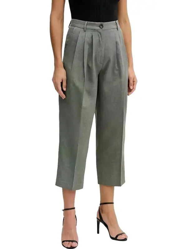 Sisley Pleated Wide Leg Trousers - Grey