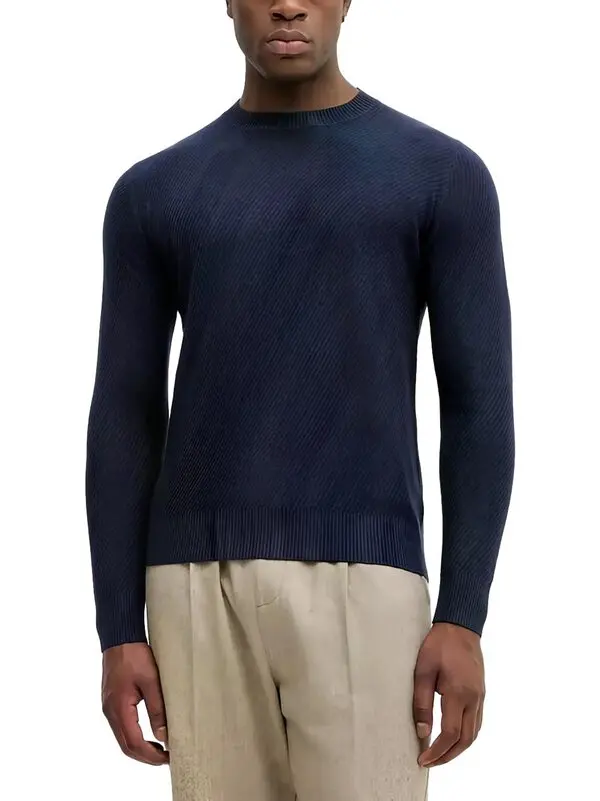 Sisley Textured Crew Neck Sweater - Blue