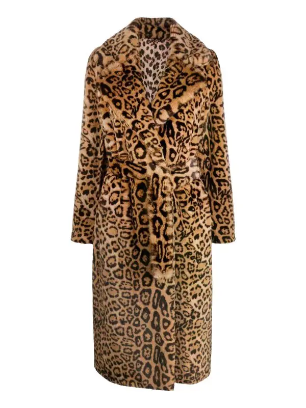 Philipp Plein Leopard-print Self-tie Coat - Brown