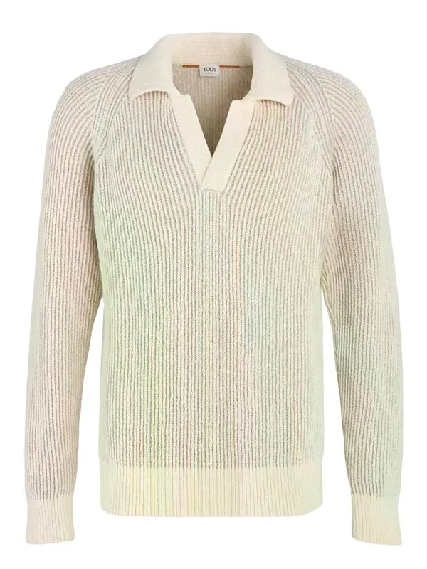 TOD'S Ribbed V-neck Sweater - White