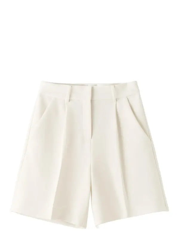 Almada Label Crepe Shorts - Cream