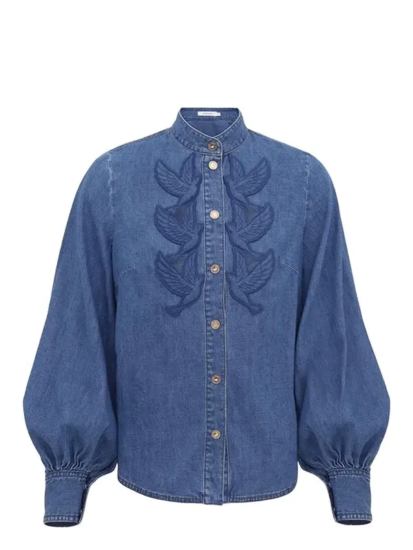 Zimmermann Denim Applique Shirt - Light Blue