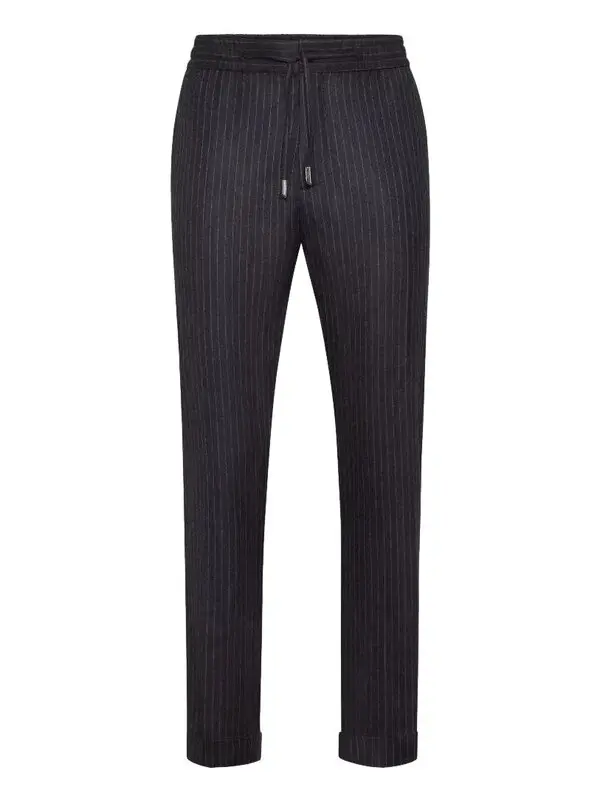 BILLIONAIRE Pinstriped Drawstring Trousers - Grey