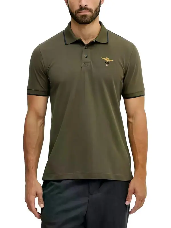 AERONAUTICA MILITARE Logo-embroidered Polo Shirt - Green