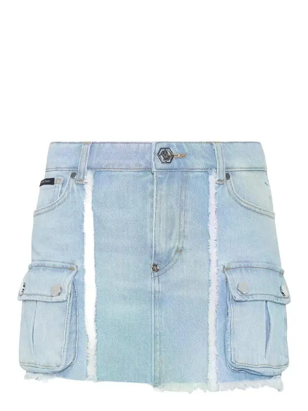 Philipp Plein Frayed Cargo Mini Skirt - Blue
