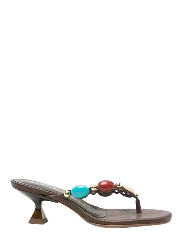 PEDRO MIRALLES Bead-embellished Sandals - Brown
