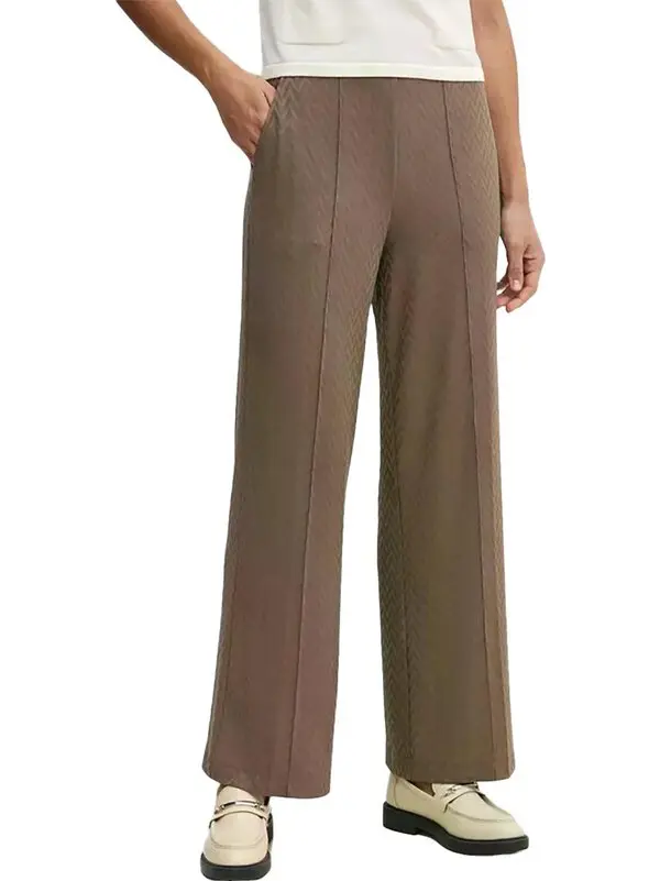 MOS MOSH Herringbone Wide Leg Trousers - Brown