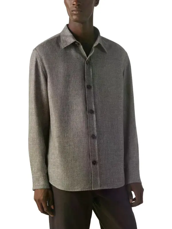 Zegna Cashmere Linen And Silk Overshirt - Brown