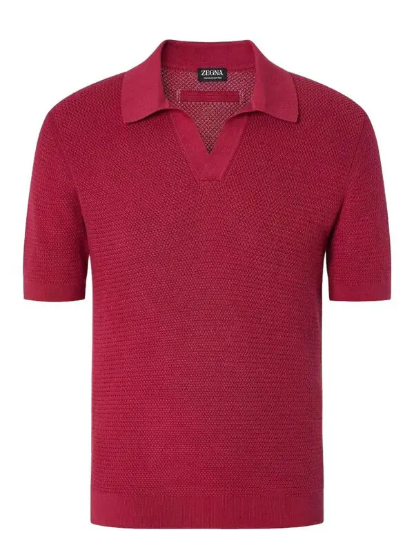 Zegna Textured Polo Shirt - Red