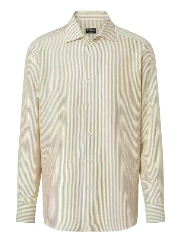 Zegna Striped Silk Shirt - Neutrals