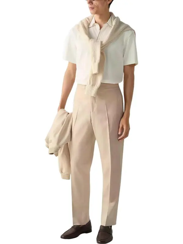 Zegna Cotton And Silk Polo Shirt - Neutrals